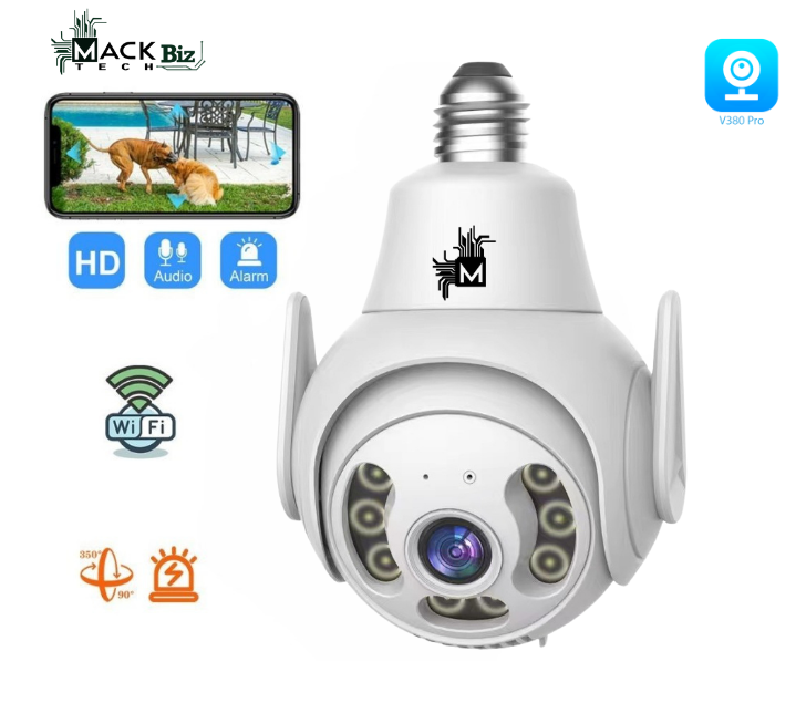 V380 E27 Bulb PTZ WIFI 3MP Security Camera – MackTechBiz