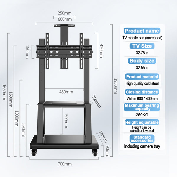 Manual Height Adjustable LED TV Movable Floor TV Stand – MackTechBiz