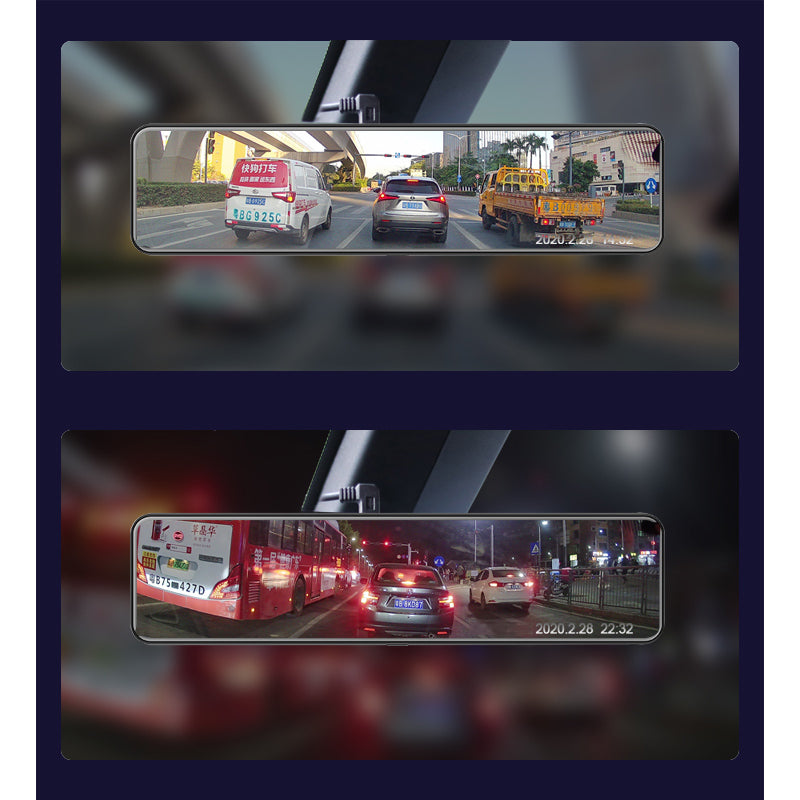 12" Car Stream Media Rearview Mirror Android 8.1 Dash Cam GPS Navigati ...