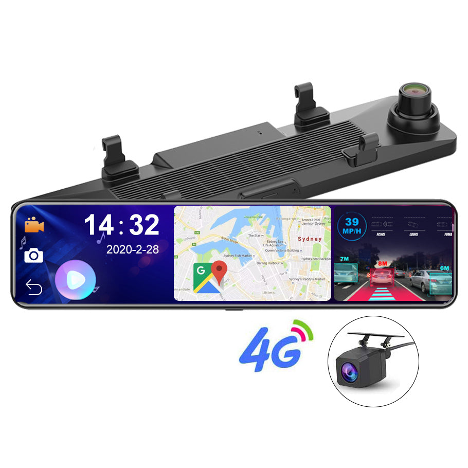 12" Car Stream Media Rearview Mirror Android 8.1 Dash Cam GPS Navigati ...